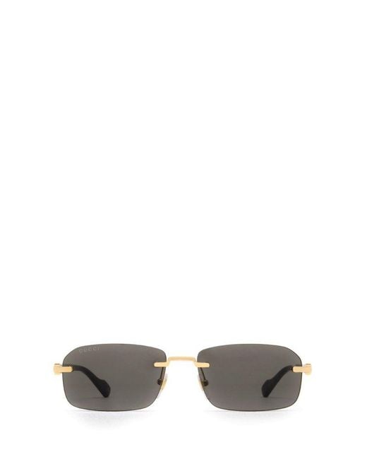 Gucci Rectangular Frame Sunglasses in Metallic | Lyst