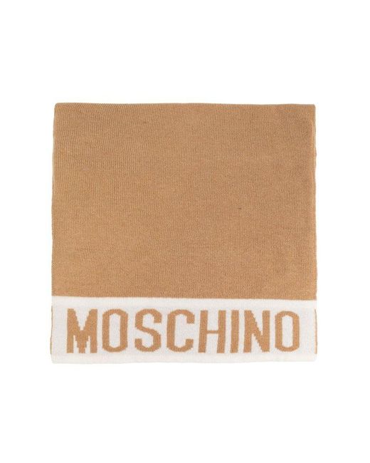 Moschino Scarf With Logo in Natural | Lyst UK