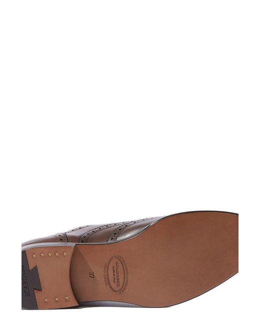 SCAROSSO Judy Round-Toe Lace-Up Brogues in Brown | Lyst