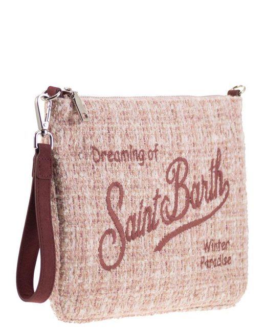 Mc2 Saint Barth Parisienne Logo Embroidered Tweed Pouch in Pink | Lyst