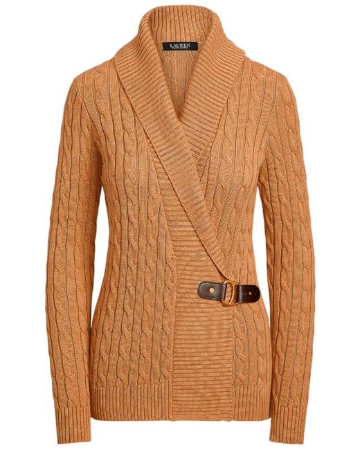 Ralph Lauren Donato Cable-Knit Cardigan in Brown | Lyst