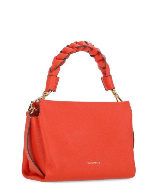 Coccinelle Logo Stamp Zip-Up Shoulder Bag in Red | Lyst