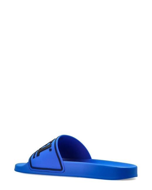 DIESEL Sa-Mayemi Cc Logo Embossed Pool Slides in Blue for Men | Lyst