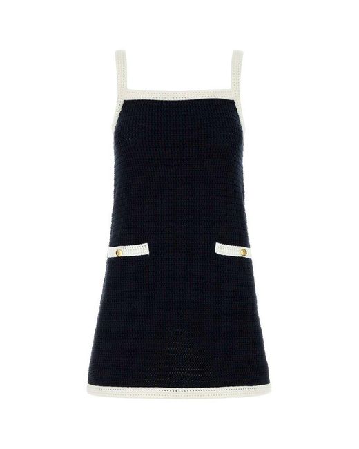 Gucci Crochet Stretch Mini Dress in Black | Lyst UK