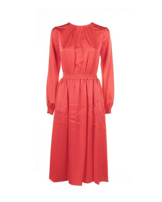 Michael Kors Satin Open-back Midi Dress in Red | Lyst