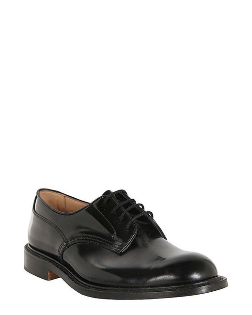 Tricker's Round Toe Derby Shoes in Black for Men | Lyst