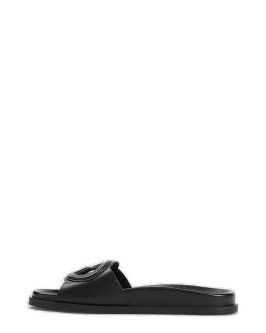 Gucci Interlocking G Leather Sandal in Black | Lyst