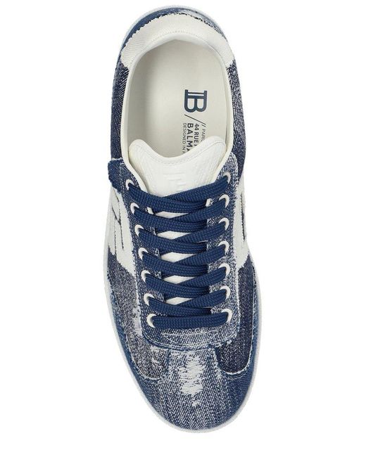 Balmain Denim Swan Trainers in Blue for Men | Lyst