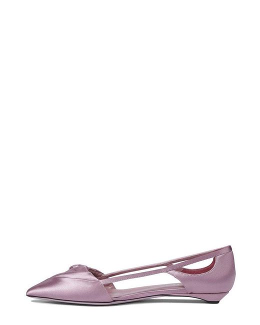 Prada Logo Printed Cut-Out Detailed Ballerinas in Pink | Lyst