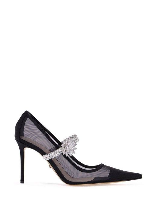 Mach & Mach Lotus Flower Mesh Pumps in Black | Lyst