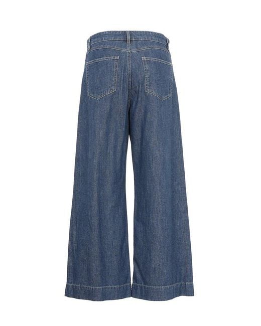 Max Mara Button Detailed Wide Leg Jeans in Blue | Lyst