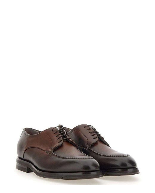 Santoni Stacked Heel Gradient-Effect Derby Shoes in Brown for Men | Lyst