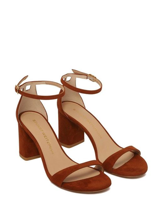 Stuart Weitzman Nudistarc Block-Heeled Sandals in Brown | Lyst
