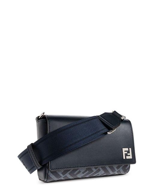 Fendi Ff Squared Compact Messenger Bag in Blue for Men | Lyst
