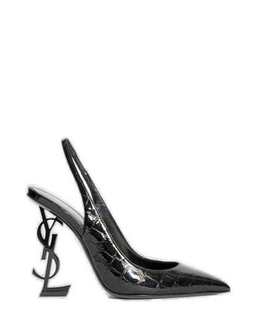 Saint Laurent Opyum Pointed Toe Slingback Pumps in Black | Lyst