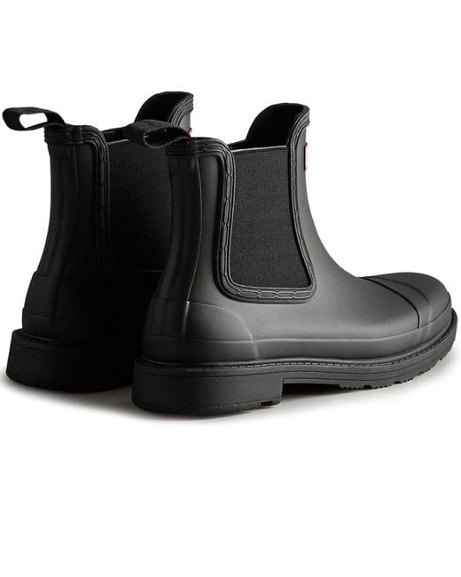 HUNTER Commando Short Wellingtons in Black | Lyst UK