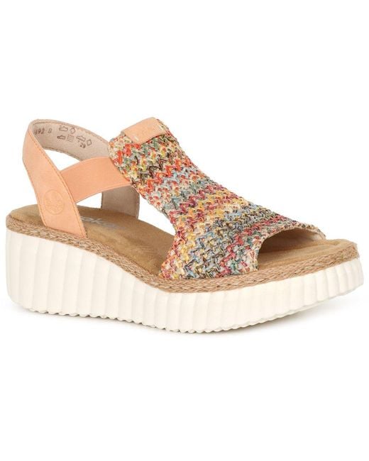 Rieker Puerto Rico Wedge Sandals in Natural | Lyst UK