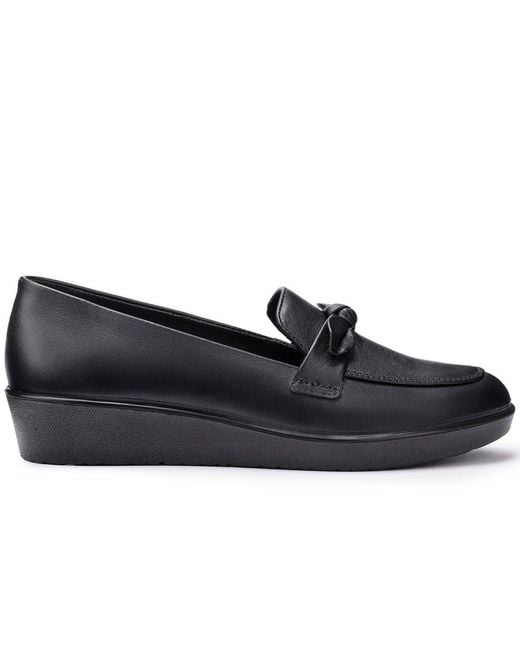 Hotter Amber Low Wedge Loafers in Blue | Lyst UK