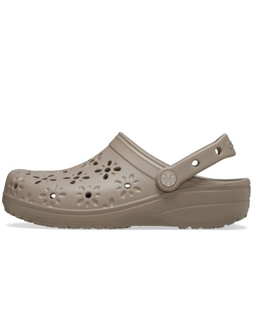 Crocs™ Classic Floral Cut Out Clogs in Grey | Lyst UK