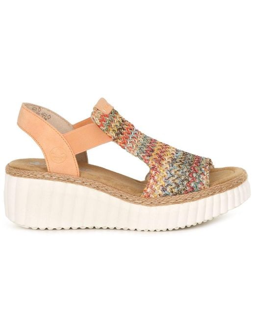 Rieker Puerto Rico Wedge Sandals in Natural | Lyst UK