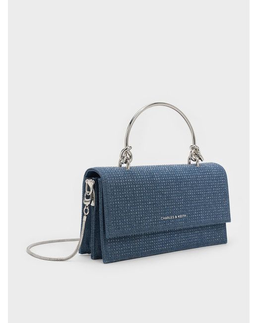 Charles & Keith Denim Sculptural-handle Long Wallet in Blue | Lyst