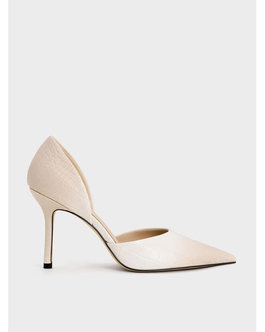 Charles & Keith Snake-Print Pointed-Toe D'Orsay Pumps in Natural | Lyst