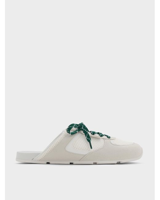 Charles & Keith Mesh Patterned-Lace Slip-On Sneakers in White | Lyst