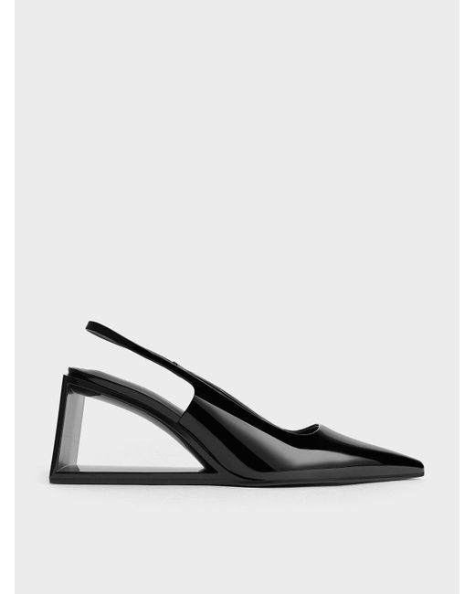 Charles & Keith Xeli Triangle-heel Slingback Pumps in Natural | Lyst