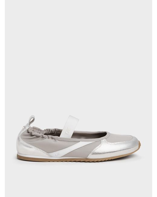 Charles & Keith Jace Metallic Leather Mary Jane Sneakers in Natural ...