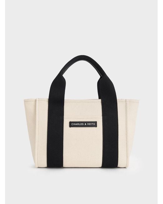 Charles & Keith Kay Canvas Tote Bag in Black | Lyst