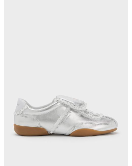 Charles & Keith Louise Lace-Trim Sneakers in White | Lyst UK