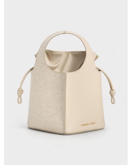 Charles Keith Arlys Linen Bucket Bag in Natural Lyst UK