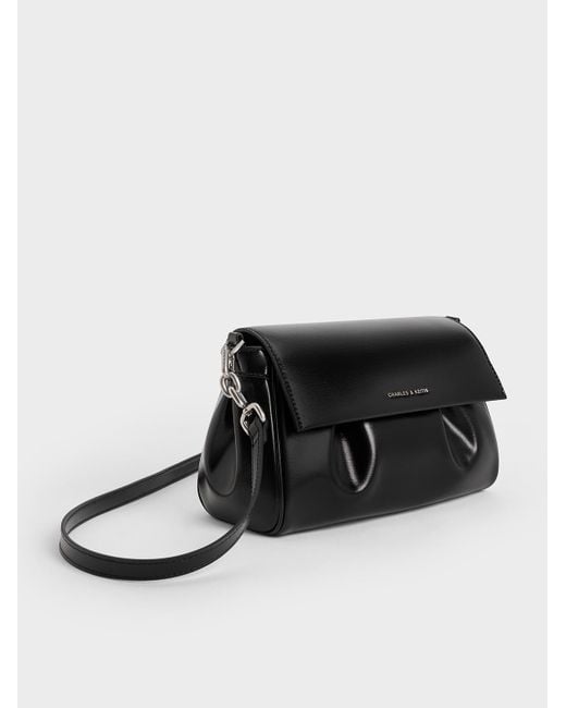 Charles & Keith Calla Front Flap Chain-handle Bag in Black | Lyst UK