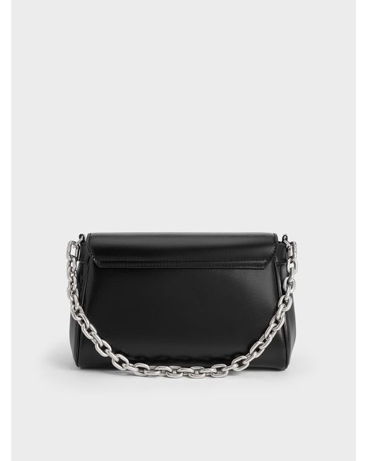 Charles & Keith Calla Front Flap Chain-handle Bag in Black | Lyst UK