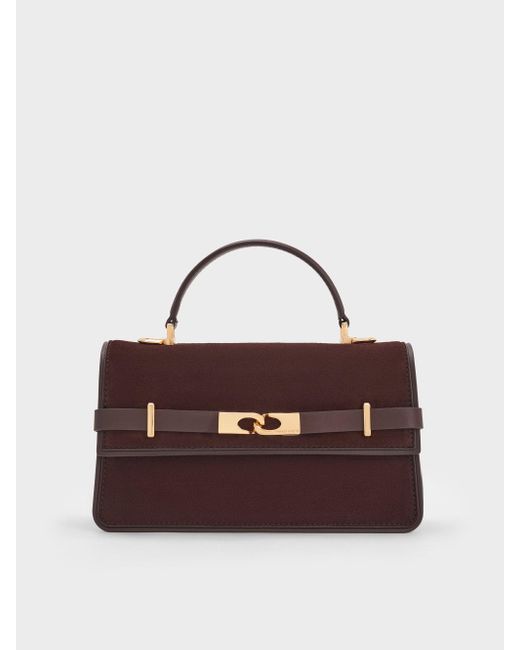 Charles & Keith Arlet Recycled Suede Belted Top Handle Bag in Purple | Lyst