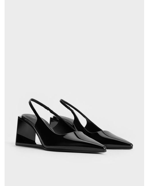 Charles & Keith Xeli Triangle-heel Slingback Pumps in Natural | Lyst