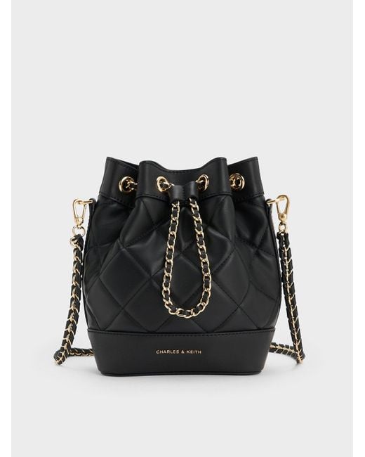 Charles & Keith Julia Quilted Two-Way Bucket Bag in Blue | Lyst