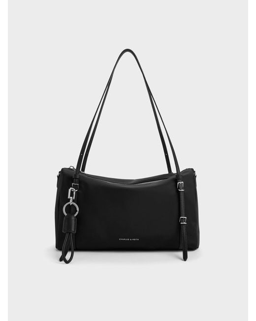 Charles & Keith Levy Nylon Shoulder Bag in Black | Lyst