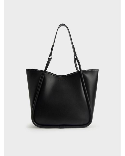 Charles & Keith Lyla Tubular Slouchy Tote Bag in Black | Lyst