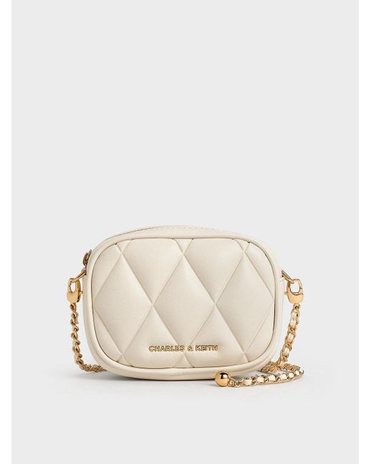 Charles & Keith Arwen Quilted Mini Bag in Natural | Lyst