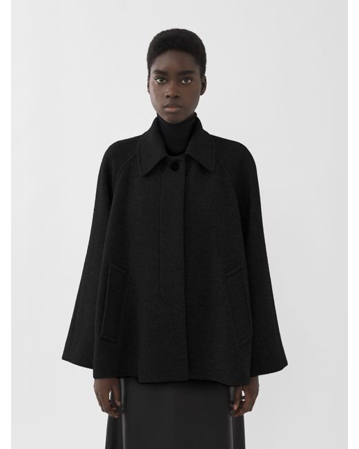 Chloé Short Cape Coat in Black | Lyst