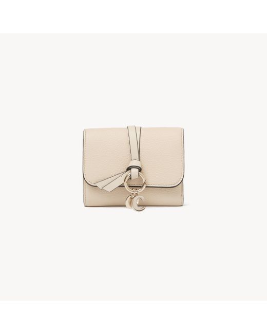 Chloé Small Alphabet Tri-fold In Grained Leather in Natural | Lyst UK