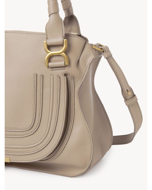 Chloé Small Marcie Bag In Grained Leather in Natural | Lyst