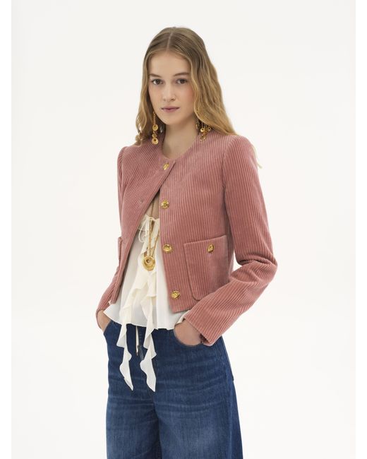 Chloé Cropped Boxy Jacket In Velvet | Lyst