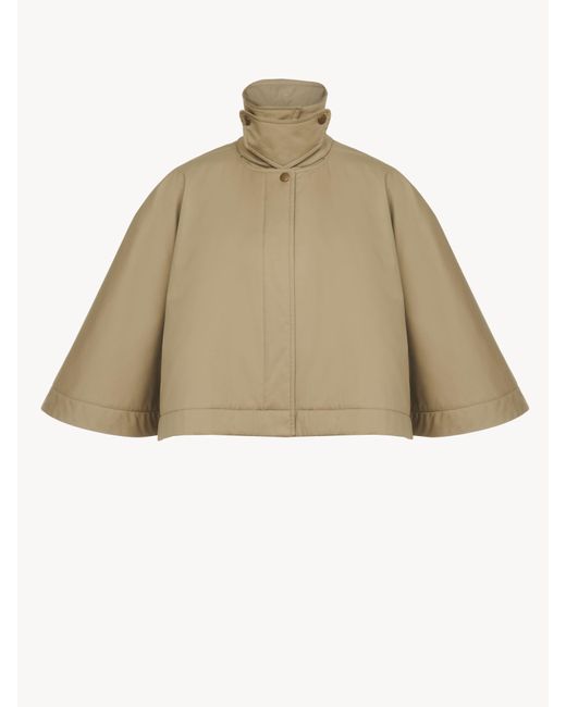 Chloé Short Quilted Cape In Cotton Gabardine in Natural | Lyst