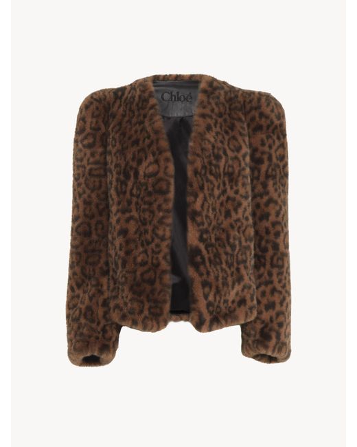 Chloé Boxy Jacket In Faux Fur in Brown | Lyst