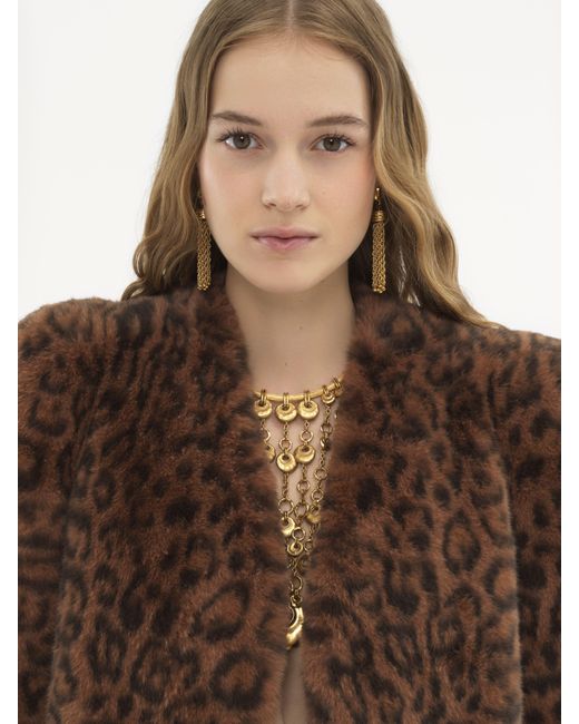 Chloé Boxy Jacket In Faux Fur in Brown | Lyst