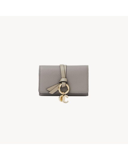 Chloé Alphabet Key Case In Grained Leather in Natural | Lyst