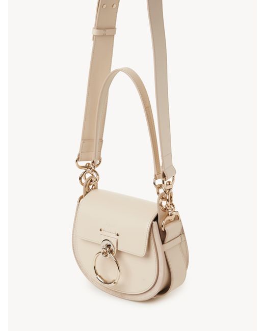 Chloé Small Tess Bag In Shiny & Suede Leather in Natural | Lyst