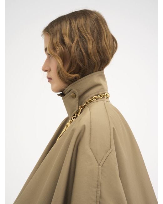 Chloé Short Quilted Cape In Cotton Gabardine in Natural | Lyst